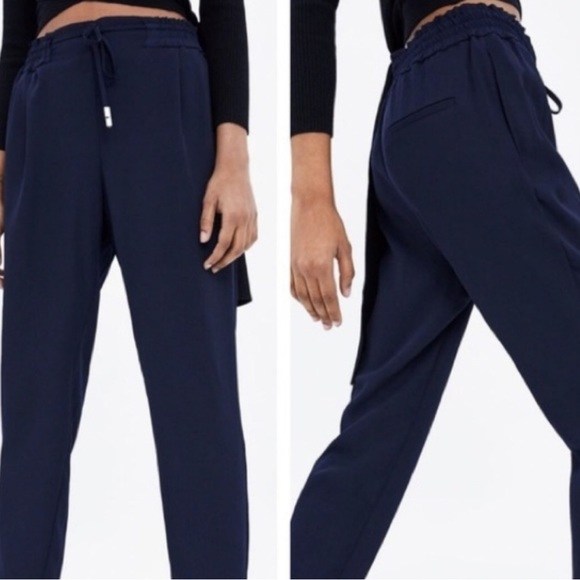 Zara | Pants & Jumpsuits | Zara Drawstring High Waist Tapered Cigarette ...